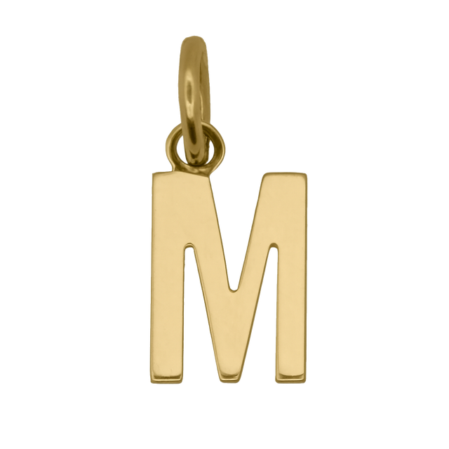 18KT Gold Letter M Pendant – Golden Mate Charm | Rue des Mille | Rue ...