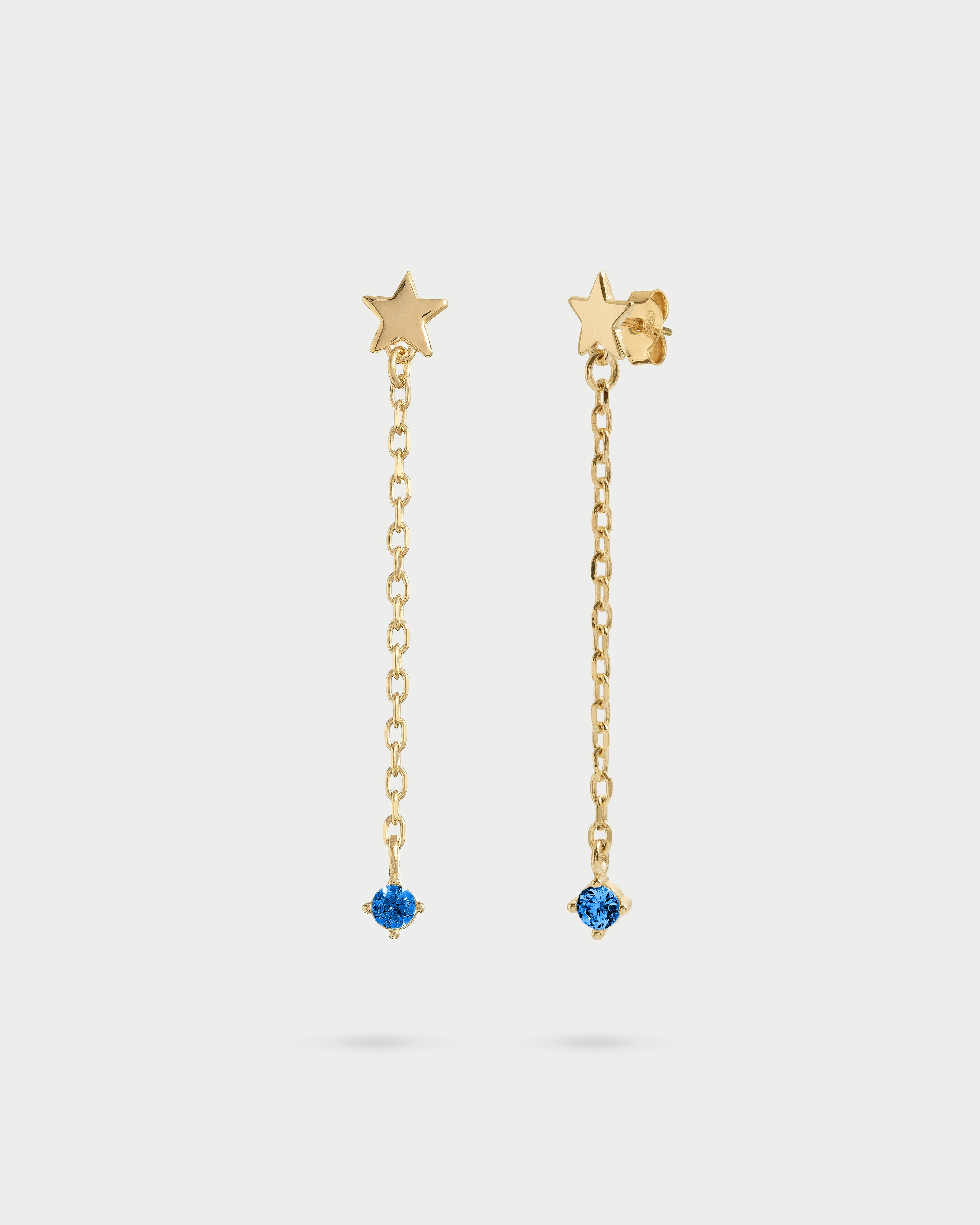 Earrings star chain line and light point | Rue des Mille