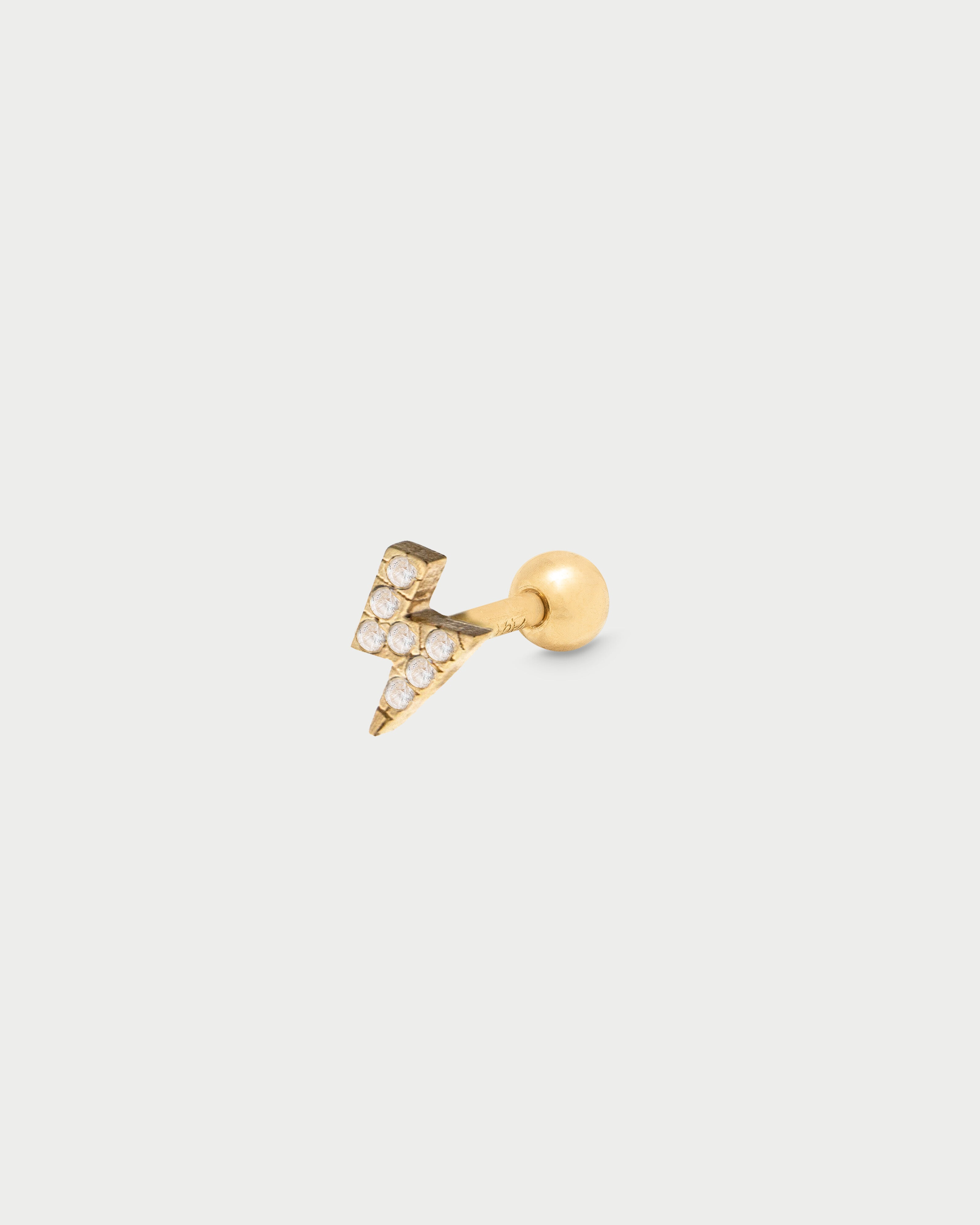 Helix piercing with lightning bolt and ball closure | Rue des Mille ...